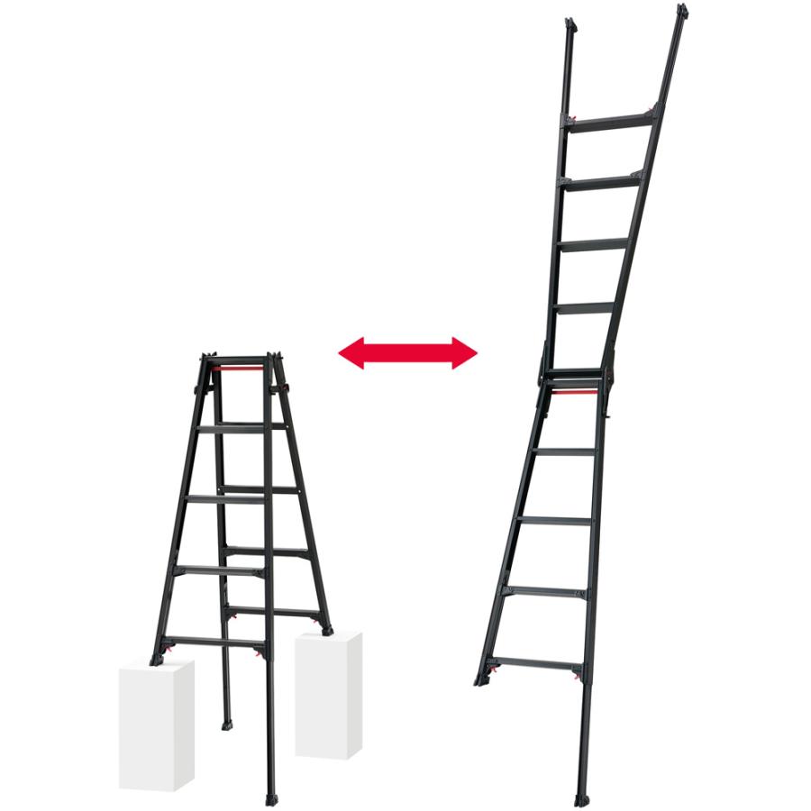 長谷川工業 1000円クーポン付 脚立 はしご RYZLB-15 W55〜64×D89〜114 9.2kg 長さ1.31〜1.76m はしご時長さ 2.76〜3.69m 最大質量：100kg ...