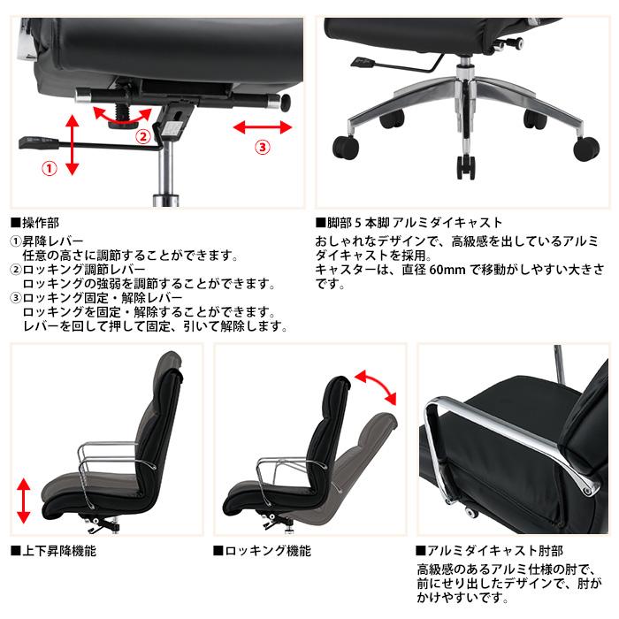 オフィスチェア 肘付き デスクチェア FTX-20 幅650x奥行680x高さ1020〜1100 座面高445〜525mm ビニールレザー 肘付 事務所 会社 会議 ロッキング :FTX-20 ...