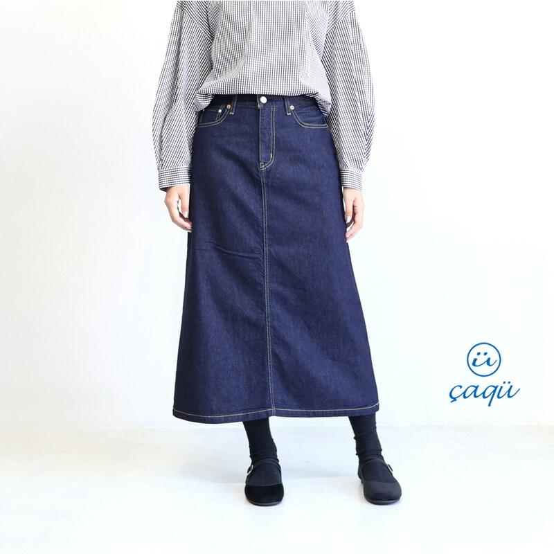 caqu サキュウ フレンドシップ4/5スカート 25013 レディース オールシーズン デニム Aラインスカート ミモレ丈 ロング丈 日本製 ...