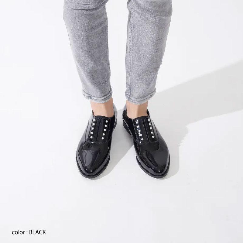 TEMPERATE 晴雨兼用 靴 レインシューズ テンパレイト パールスタッズマニッシュシューズ レディース レインブーツ 防水 雨 光沢 PEIGE :PEIGE:galette-store ...