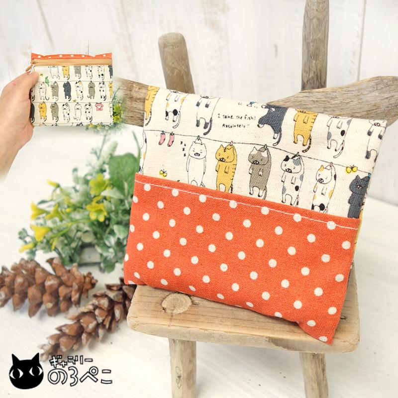 洗濯猫ちゃんとドット柄オレンジのポケットティッシュポーチ bc630-416 : ギャラリーのろぺこ - 通販 - Yahoo!ショッピング