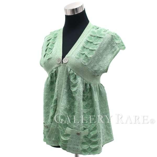CHANEL シャネル ニットカーディガン ノースリーブ P53293 レディースサイズ38 ベスト ブラウス 花柄 ジレ : GALLERY ...