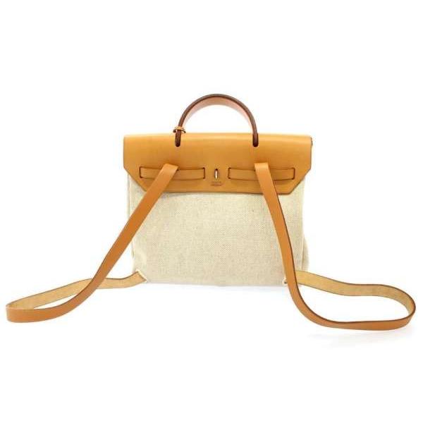 エルメス リュックサック エールバッグ アドPM ナチュラル×シルバー金具 トワルアッシュ×カーフ G刻印 HERMES :5568093 ...