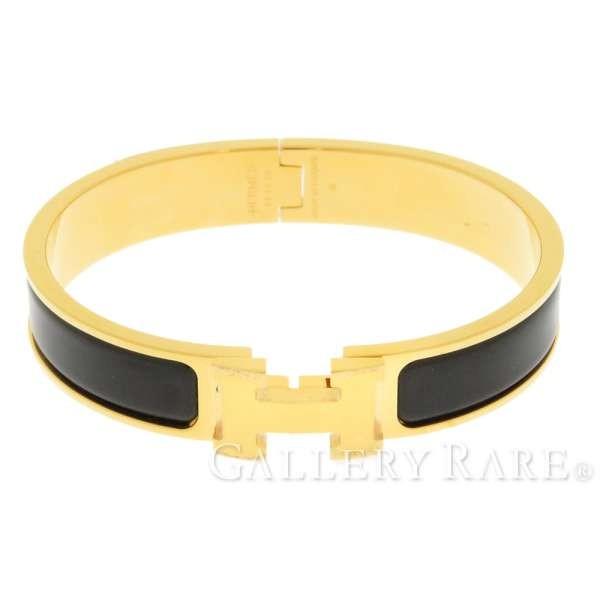 HERMES（エルメス） ブレスレット クリック H サイズPM ブラック×ゴールド金具 HERMES Clic H クリックアッシュ 黒 ...