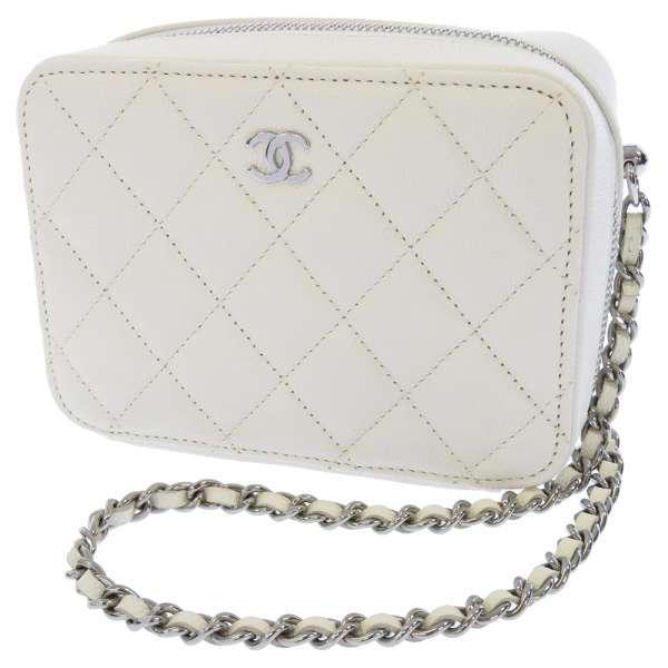 CHANEL シャネル チェーンショルダーバッグ マトラッセ ココマーク キャビアスキン AP2426 ポシェット 白 安心保証 ...