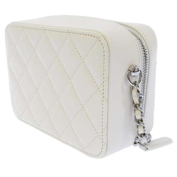 CHANEL シャネル チェーンショルダーバッグ マトラッセ ココマーク キャビアスキン AP2426 ポシェット 白 安心保証 ...