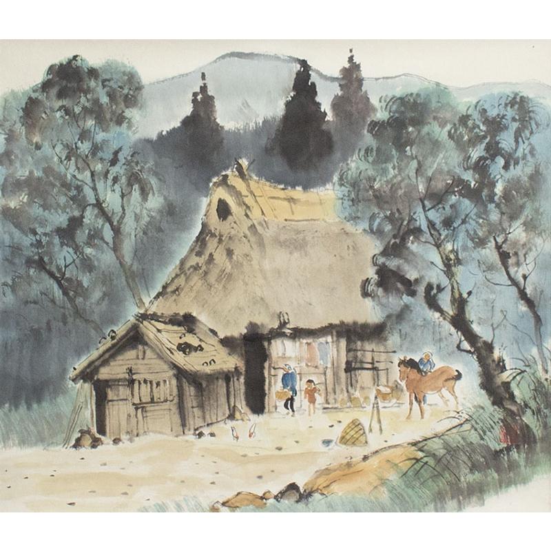 小林五浪 「 山麓風景 」 掛軸 ( 尺八横 ) 掛け軸 日本画 絵画 小林五浪 「 山麓風景 」 掛軸 ( 尺八横 ) 掛け軸 日本画 絵画