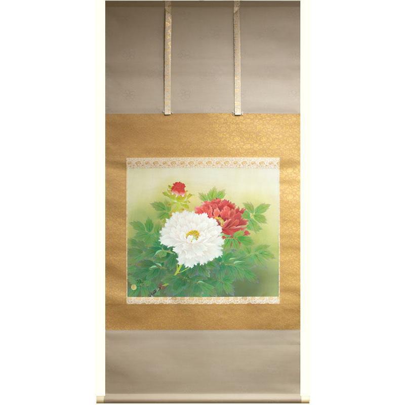 太田龍一 「 牡丹 」 掛軸 一尺横 掛け軸 日本画 肉筆 ぼたん ボタン 花 春 手描き 短い掛軸 送料無料 : 内田画廊 - 通販 - Yahoo!ショッピング