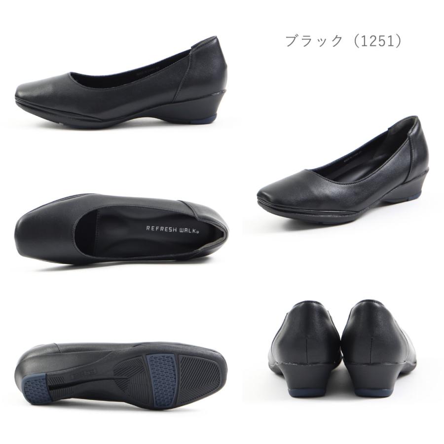REFRESH WALK リフレッシュウォーク レディース カジュアルシューズ 軽量フォーマルパンプス パンプス ブラック 軽量 軽い 超屈曲 抗菌 防臭 ふかふか クッショ : FOOT ...