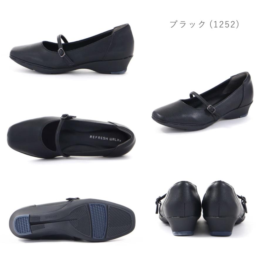 REFRESH WALK リフレッシュウォーク レディース カジュアルシューズ 軽量フォーマルパンプス パンプス ブラック 軽量 軽い 超屈曲 抗菌 防臭 ふかふか クッショ : FOOT ...