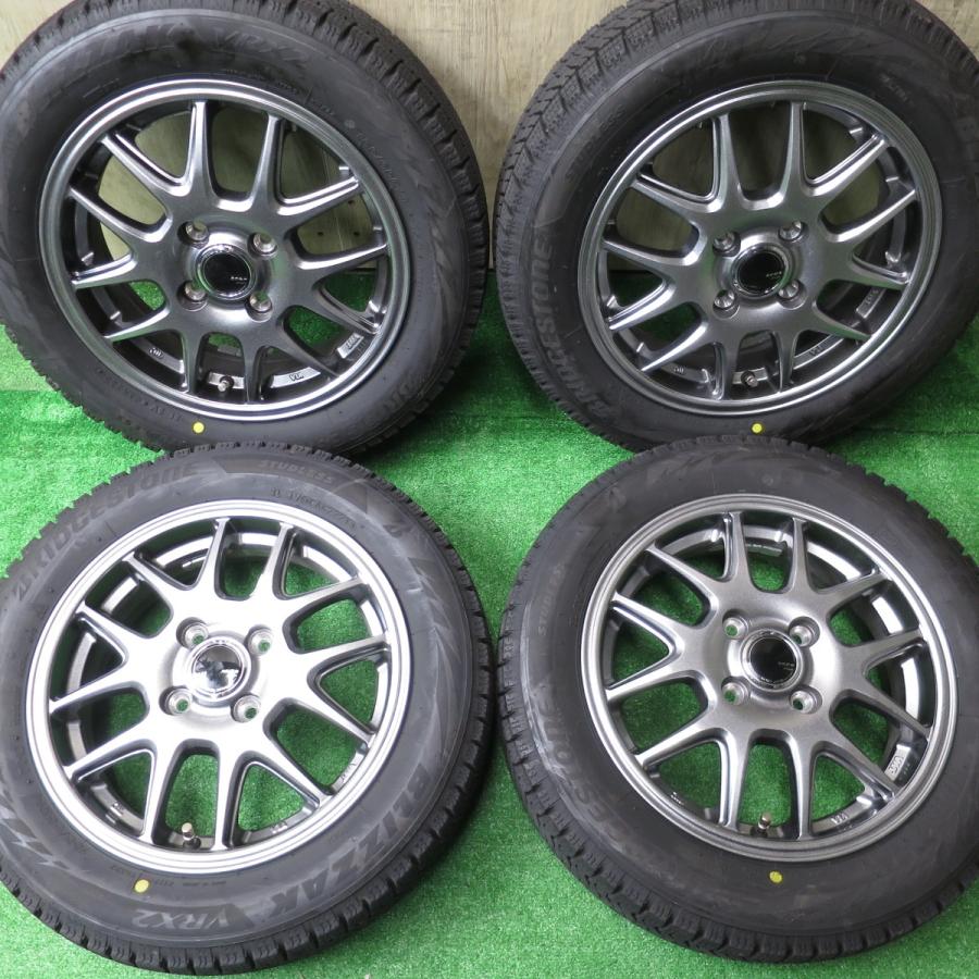 バリ溝！21年！キレイ！9分★スタッドレス 155/65R14 ブリヂストン ブリザック VRX2 ZACK JP-205 MONZA ザック 14インチ PCD100/4H ...