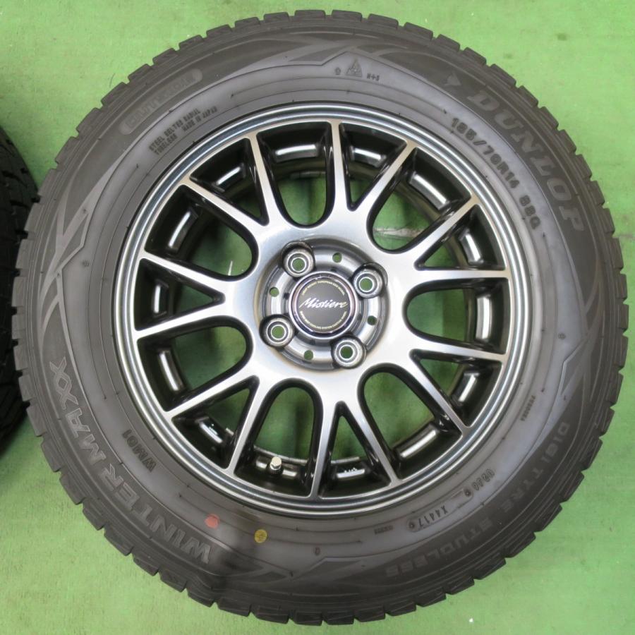 [送料無料] バリ溝！キレイ！ほぼ10分★スタッドレス 185/70R14 ダンロップ ウインターマックス WM01 Mistiere ミス ...