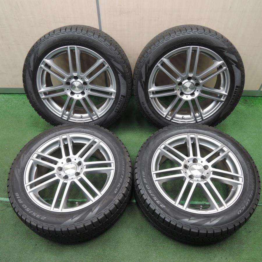 *送料無料* バリ溝！キレイ！8.5分★ベンツ等 EUROTECH 235/50R18 スタッドレス ピレリ アイスアシンメトリコ ユーロ ...
