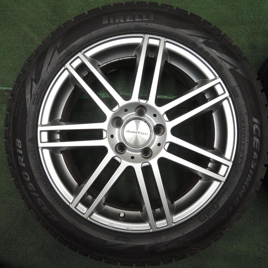*送料無料* バリ溝！キレイ！8.5分★ベンツ等 EUROTECH 235/50R18 スタッドレス ピレリ アイスアシンメトリコ ユーロ ...