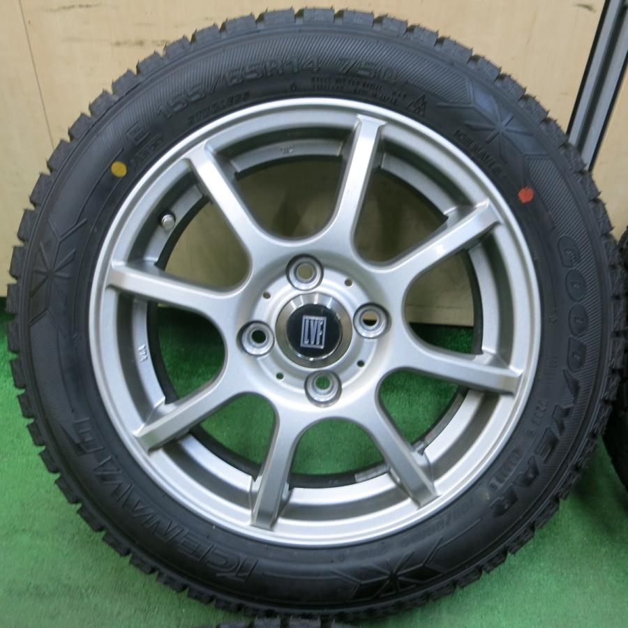 [送料無料] 超バリ溝！キレイ！ほぼ10分★スタッドレス 155/65R14 グッドイヤー アイスナビ6 LVF 社外 アルミ 14インチ PCD100/4H★4111203SYス ...