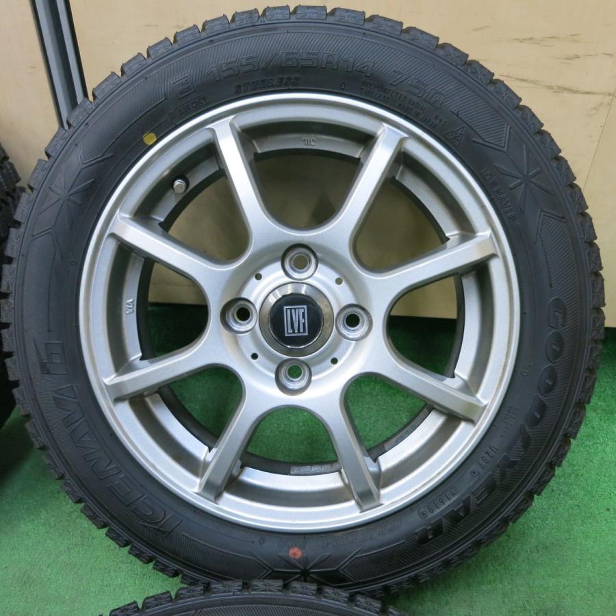 [送料無料] 超バリ溝！キレイ！ほぼ10分★スタッドレス 155/65R14 グッドイヤー アイスナビ6 LVF 社外 アルミ 14インチ PCD100/4H★4111203SYス ...