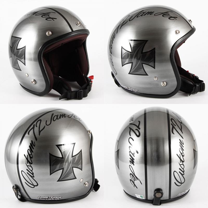 72JAM JET HELMET IRON CROSS シルバー エフェクトシルバーベース グロス仕上げ JCPシリーズ 72ジャムジェット スモールジェット JCP-29 ジャムテック ...