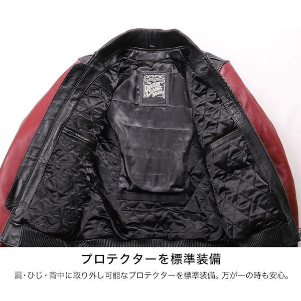 デグナー 19WJ-17 レザージャケット DEGNER 19WJ17 LEATHER JACKET BLACK/RED 本革 牛革 プロテクター付 :degner-19wj17:Garage ...