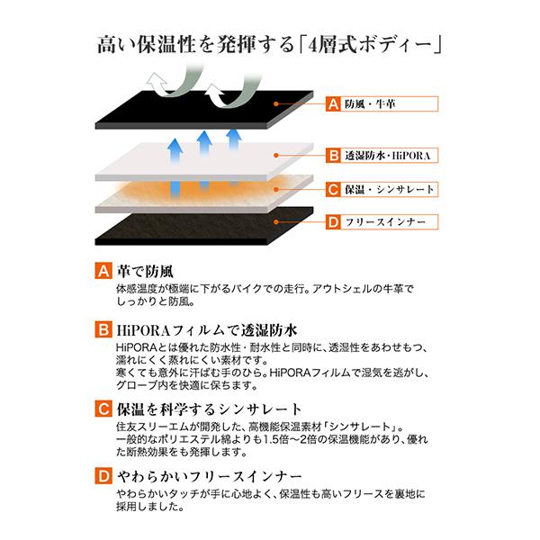 デグナー WG-36 ガントレットレザグローブ GAUNTLET LEATHER GLOVES 牛革 透湿防水フィルム 冬用 グローブ WG36 DEGNER :degner-wg36-1 ...