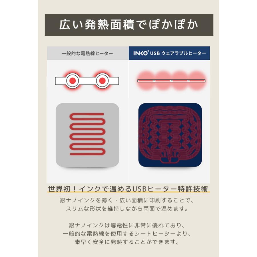 INKO USB ウェアラブルヒーター Wearable Heater インクで温める 電磁波カット 携帯ヒーター ホット【あすつく ...
