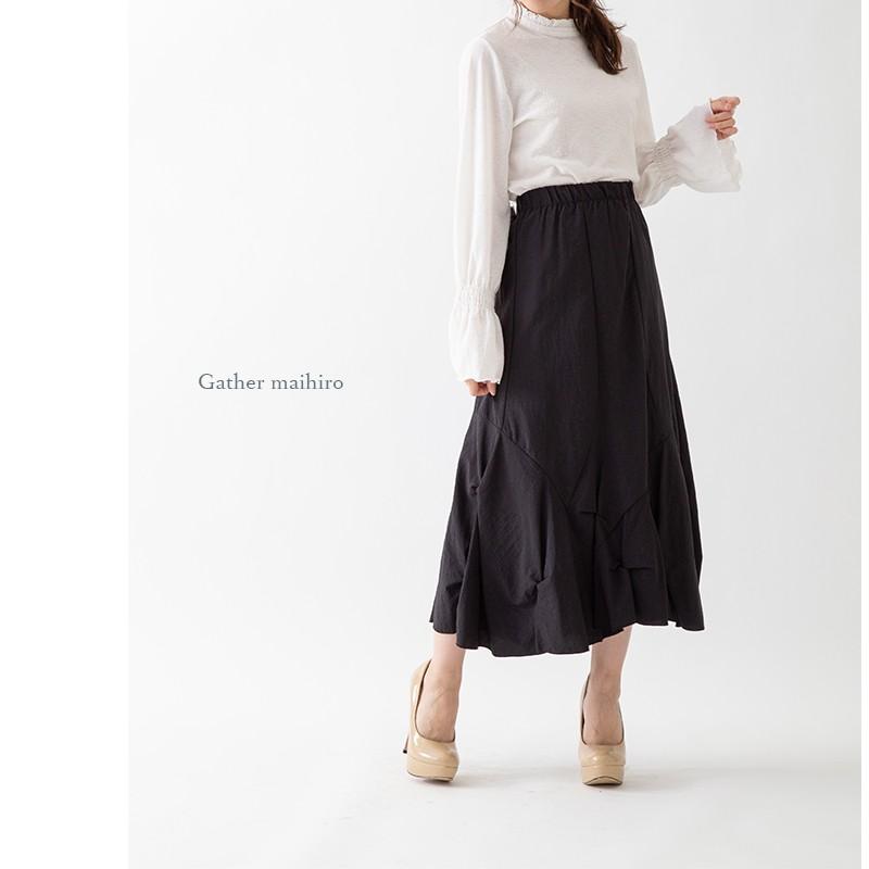 ワッシャー 8枚ハギ 裾継ぎ足し ミモレ丈 スカート 総ゴムスカート [メール便送料無料] : Gather maihiro - 通販 ...