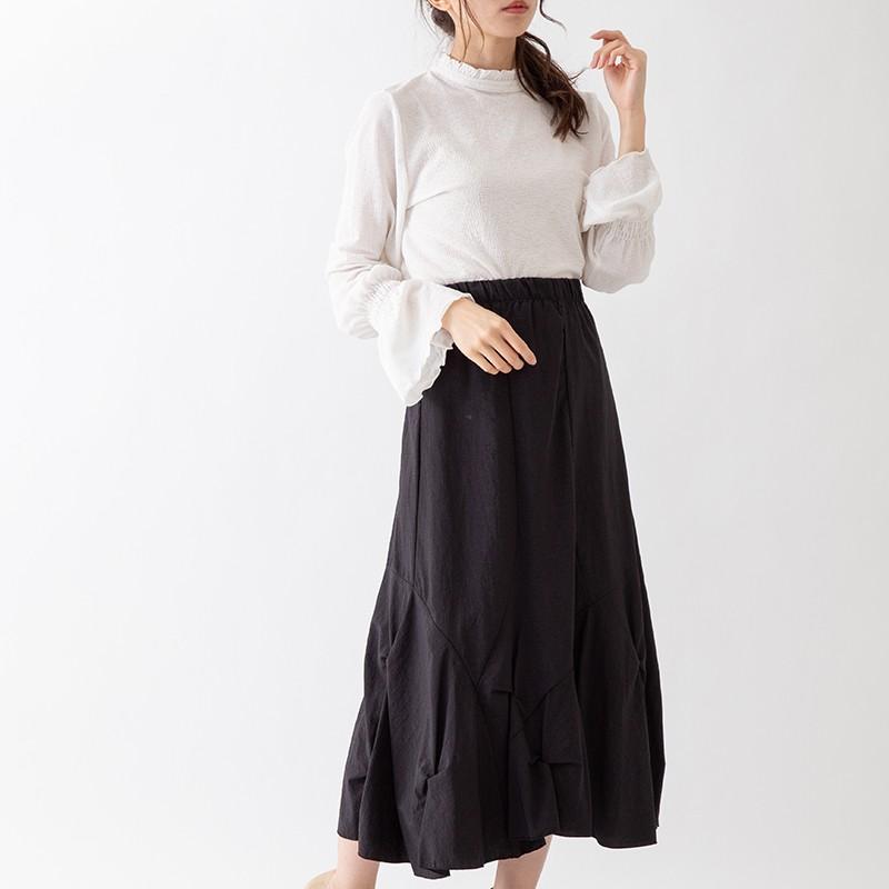 ワッシャー 8枚ハギ 裾継ぎ足し ミモレ丈 スカート 総ゴムスカート [メール便送料無料] : Gather maihiro - 通販 ...
