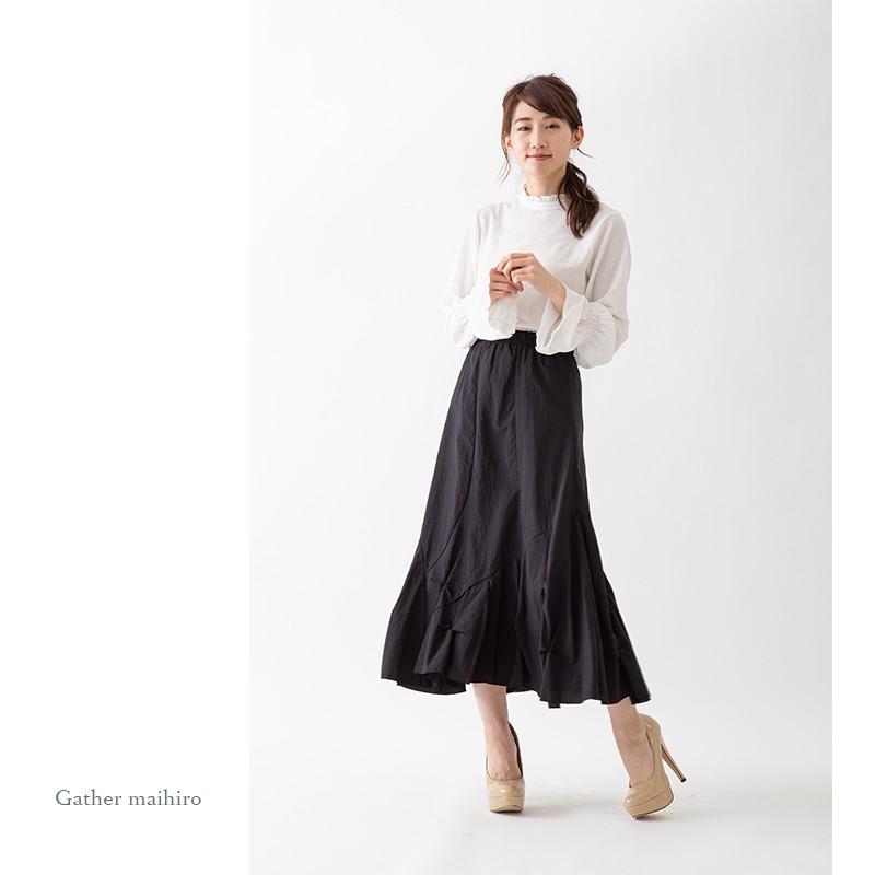 ワッシャー 8枚ハギ 裾継ぎ足し ミモレ丈 スカート 総ゴムスカート [メール便送料無料] : Gather maihiro - 通販 ...