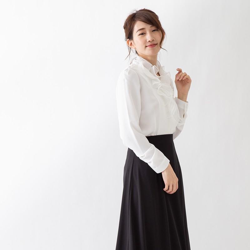ブラウス 白 シフォンブラウス フリル フォーマル オフィス オーガンジー 演奏会 コーラス衣装 第九 : Gather maihiro ...