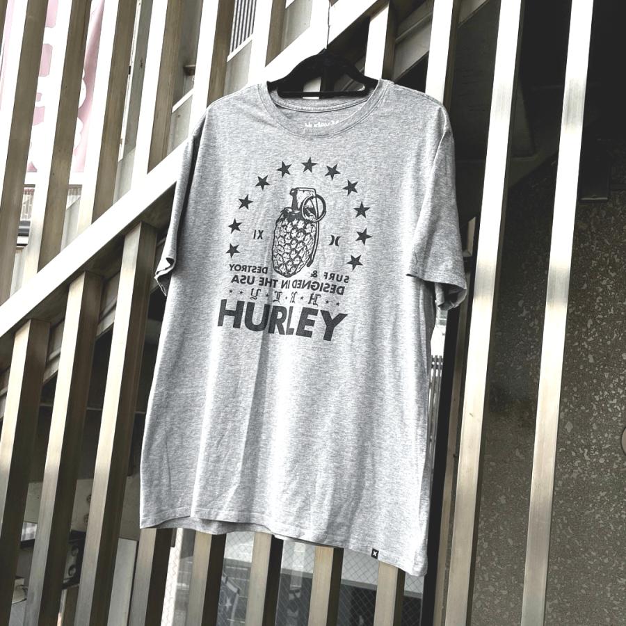 Hurley（ハーレー） レア ハーレ― グレー ロゴTシャツ XL 半袖 スター 手榴弾 グレネード 灰色 hurleyx サーフ ...
