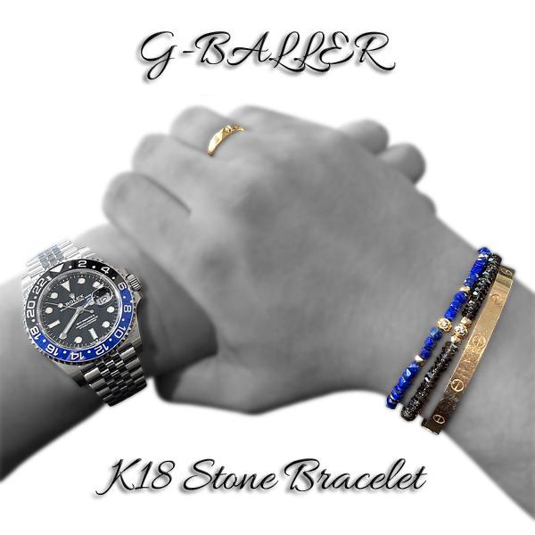 【G-BALLER / ジーボーラー】K18 ラピスラズリ ビーズブレスレット 18金 天然石 YG キューブカット イエローゴールド ビーズ ブレスレット ブルー 青 数珠 : ジュエリー ...