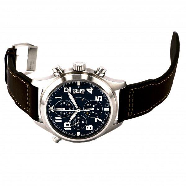 IWC SCHAFFHAUSEN パイロットウォッチ ダブルクロノグラフ プティ・プランス 世界限定1000本 IW371807 ブルー文字盤 ...