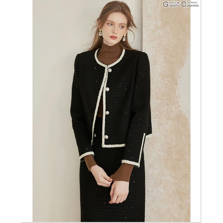 タイト ロング丈スカートスーツ セットアップ フォーマル セレモニースーツ 結婚式 上品 50代 顔合わせ服装 20代 30代 40代 卒業式 入学式 母親 黒120-1123-0482 : ...