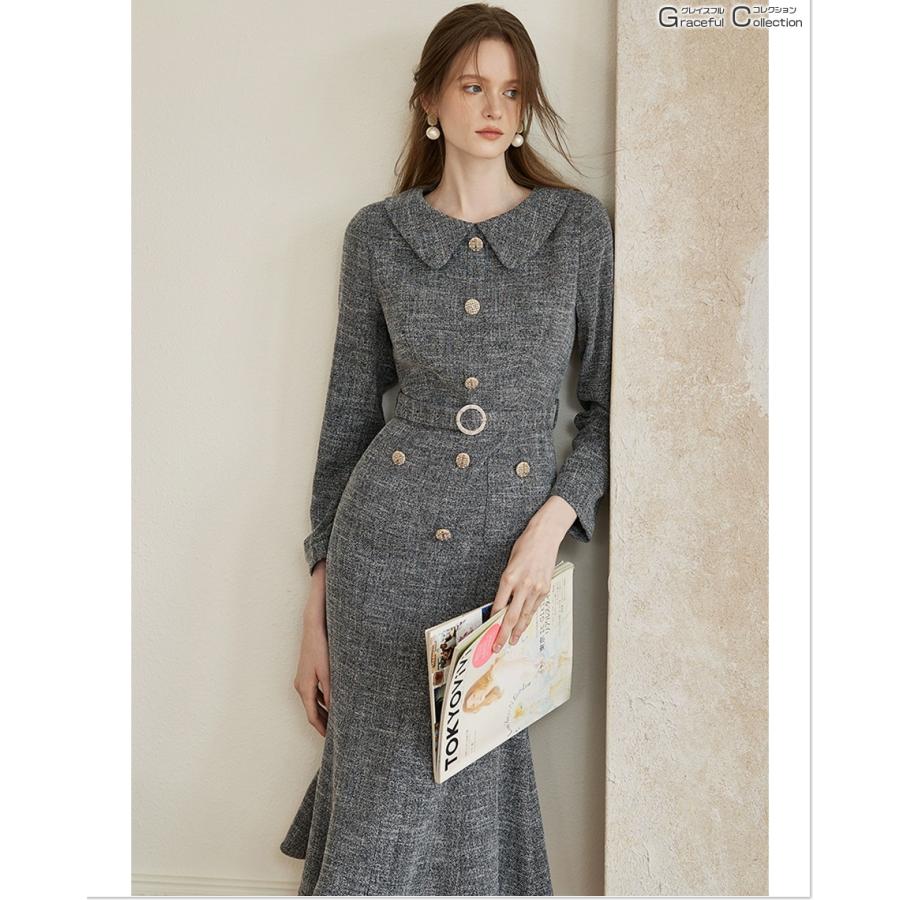 マーメインド 長袖 結婚式 ワンピース 30代 フォーマルドレス 顔合わせ 服装 40代 50代 お見合い 仕事 お呼ばれ 懇親会 上品 披露宴 春秋 120-1123-0489 : グレイス ...