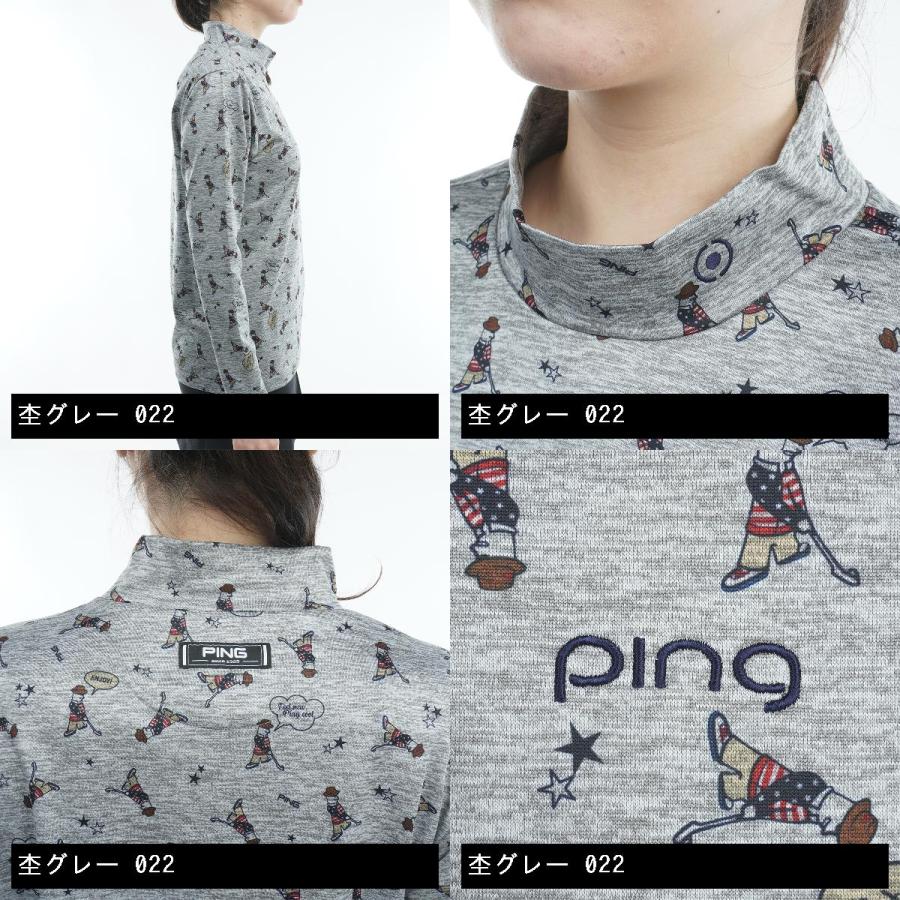 PING ピン Mr.PING総柄プリント 裏起毛ハイネック長袖シャツ レディス : GDOゴルフショップ Yahoo!店 - 通販 - Yahoo!ショッピング