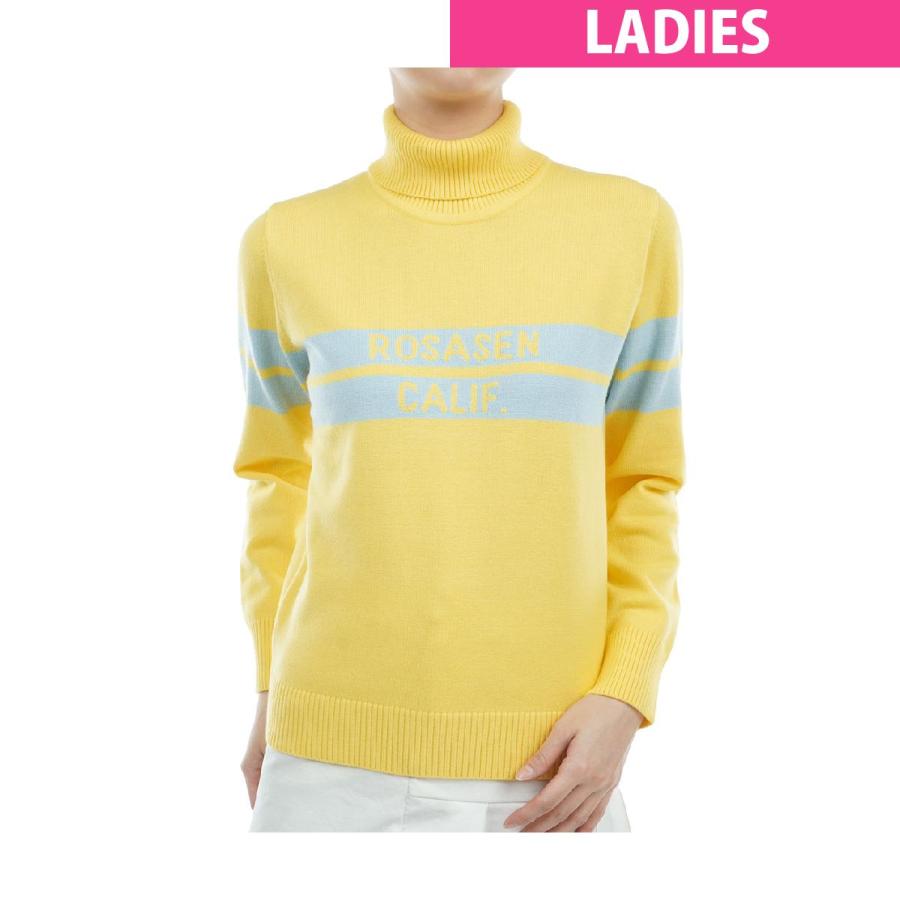 Rosasen ロサーセン ROSASEN ライン＆ロゴインターシャタートルセーター レディス : GDOゴルフショップ Yahoo!店 - 通販 - Yahoo!ショッピング