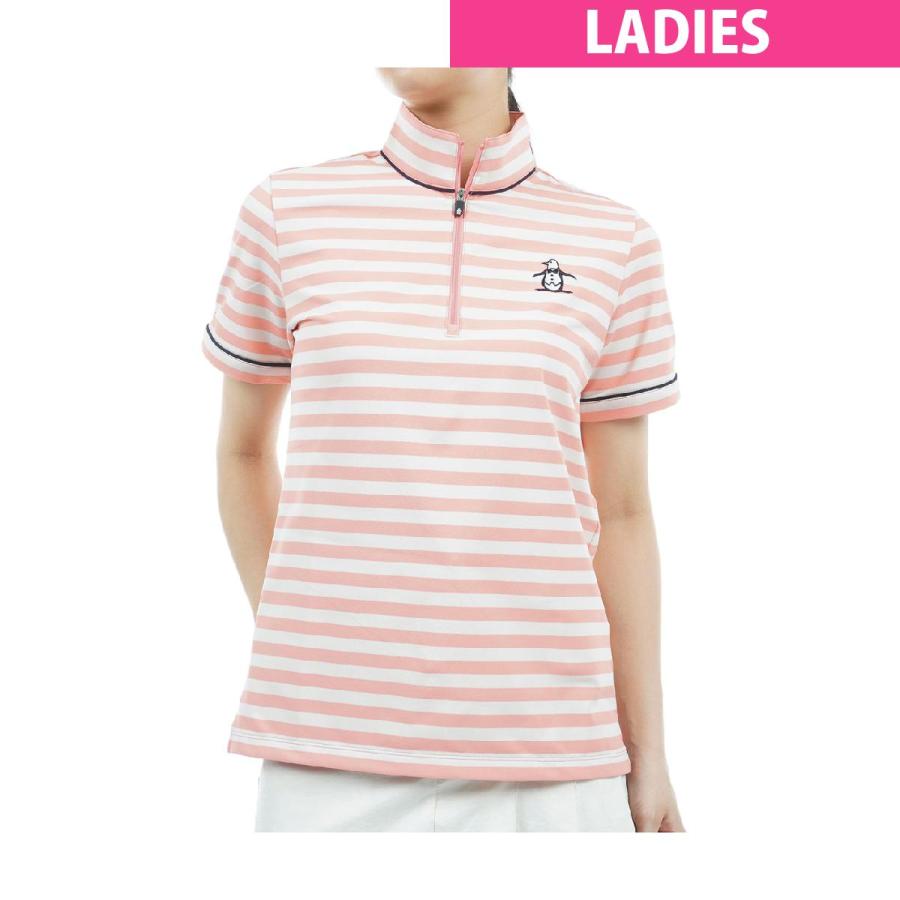 Munsingwear マンシングウェア SEASON COLLECTION SUNSCREEN ストレッチ 先染めボーダースタンドジップ半袖シャツ レディス : GDOゴルフショップ ...