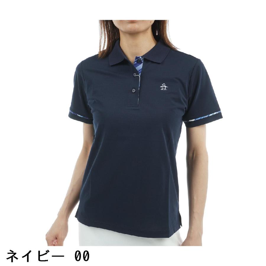 マンシングウェア　Munsingwear　SEASON COLLECTION ストレッチ チェック部分使い鹿の子半袖ポロシャツ　レディス Munsingwear（マンシングウェア） Munsingwear SEASON COLLECTION