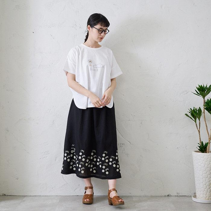 チョウチョ刺繍スカート レディース ボトムス 大人の ナチュラル カジュアル イマゴ 綿ローン 薄手 北欧 かわいい : GEARLABO ...