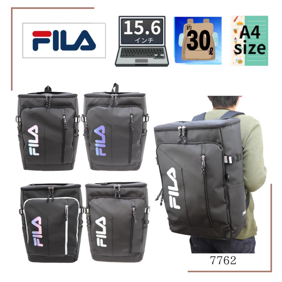 【FILA】7762 バックパック リュック BOXリュック 大容量 ノートPC A4ファイル B4 撥水 通勤 出張 通学 大学 専門学校 高校 男性 女性 男女兼用 :fila7762 ...