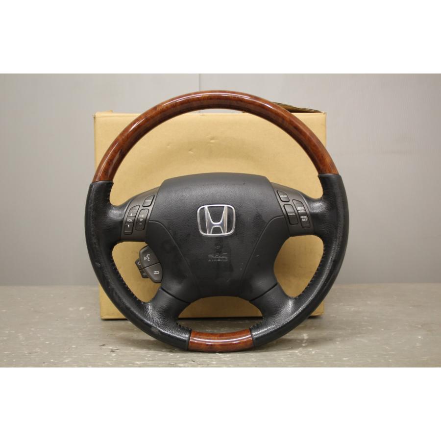 ホンダ エリシオン プレステージ(RR6 RR1 RR2 RR5) 純正 ハンドル ステアリングホイール ウッドコンビ ホーンパット レザー p050125 : GEKIYASU HERO ...