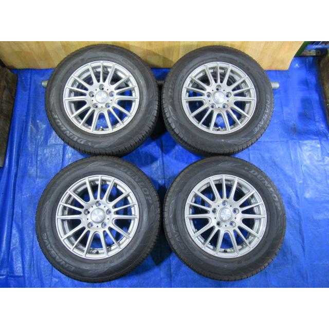 激安即決！美品 weds 15-6J 5H/114.3 ET53 + DUNLOP 205/65R15 中古4本 ストリーム エスティマ カムリ ステップワゴン等！T006887 ...