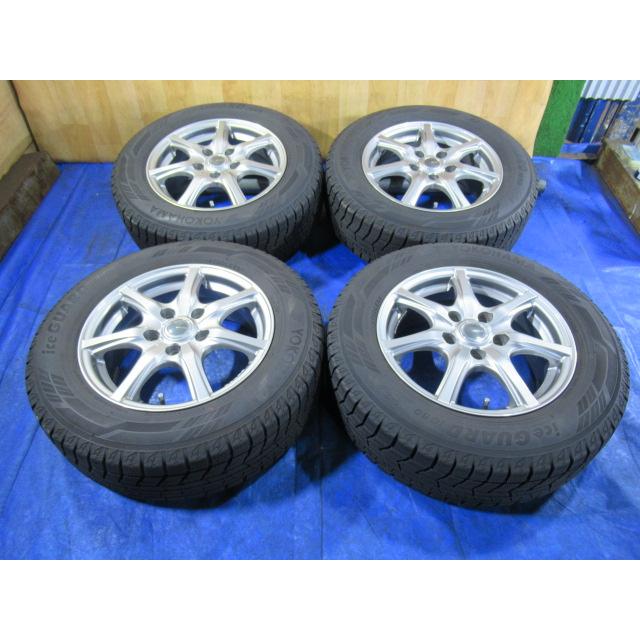 美品 MILLOUS 15-6J 5H/114.3 ET43 + YOKOHAMA 冬タイヤ 195/65R15 中古4本 エディックス セレナ アイシス ヴォクシー T007183 ...