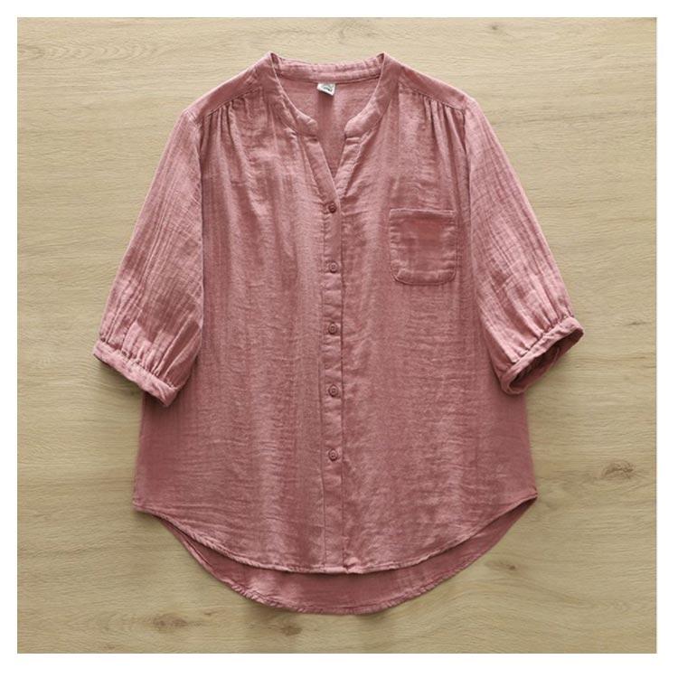 綿100% 2重ガーゼ シャツ レディース 夏 ガーゼシャツ ガーゼ コットン 綿 100 吸湿 通気性 ブラウス チュニック スタンドカラー : gem7 - 通販 - Yahoo!ショッピング