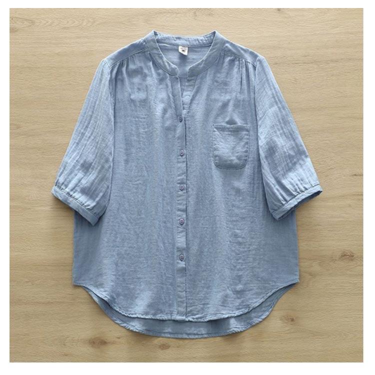 綿100% 2重ガーゼ シャツ レディース 夏 ガーゼシャツ ガーゼ コットン 綿 100 吸湿 通気性 ブラウス チュニック スタンドカラー : gem7 - 通販 - Yahoo!ショッピング