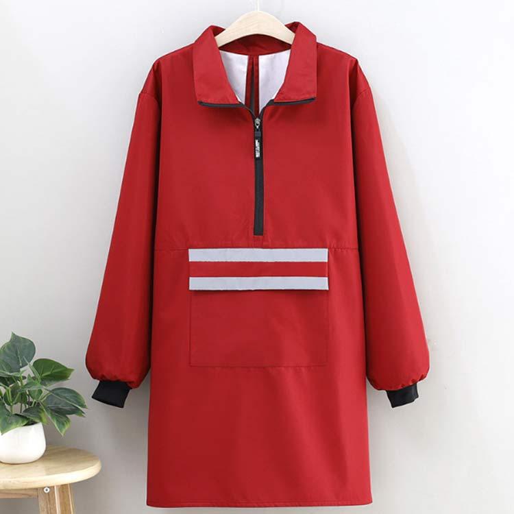 割烹着 袖あり ハイネック エプロン 長袖 作業エプロン スモック はっ水 撥水 反射テープ フロントポケット付き 家事 防水 男女兼用 : gem7 - 通販 - Yahoo!ショッピング