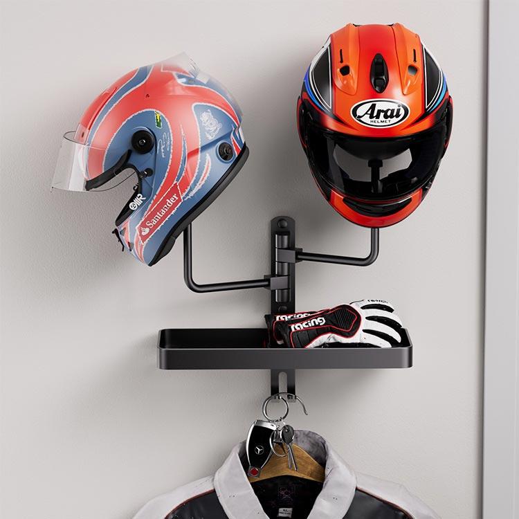 180度回転可能 ヘルメットハンガー 2個収納 1個収納 収納ラック付き フック付き ヘルメットラック ヘルメットホルダー 壁掛け 帽子掛け ヘルメッ : inf11007 : gem7 ...