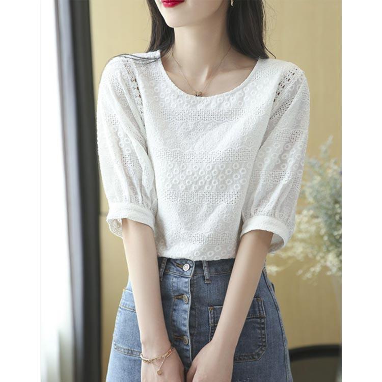 レース シャツ ブラウス レディース トップス 半袖ブラウス 5分袖 小花 刺繍 半袖 Uネック 透かし編み シースルー 透け感 プルオーバー Tシャ : gem7 - 通販 - Yahoo ...