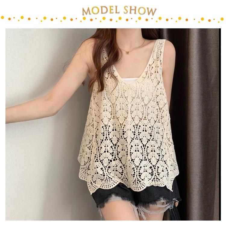 透かし編み ベスト レース レディース 春 夏 クロシェ編み トップス プルオーバー ニット サマーニット Vネック かぎ編み カジュアル 無 : gem7 - 通販 - Yahoo!ショッピング