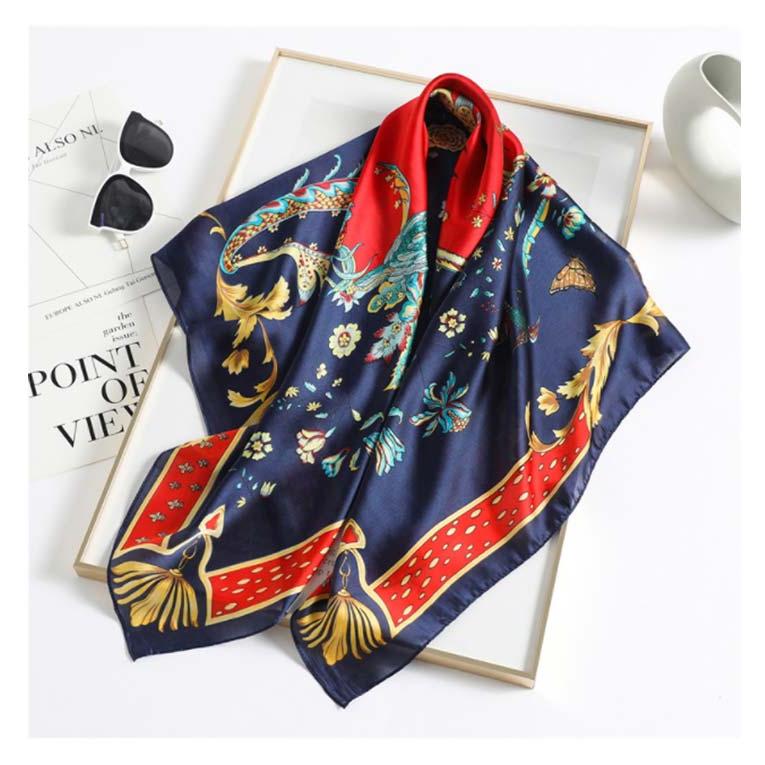 大判 正方形 スカーフ 90cm 総柄 花柄 柄 レディース ストール シルク調 ハンダナスカーフ ヘアクセサリー バッグチャーム バッグスカーフ 母の日ギフト 母の日プレゼント 大判 正方形 スカーフ 90cm 総柄 花柄 柄 レディース ストール シルク