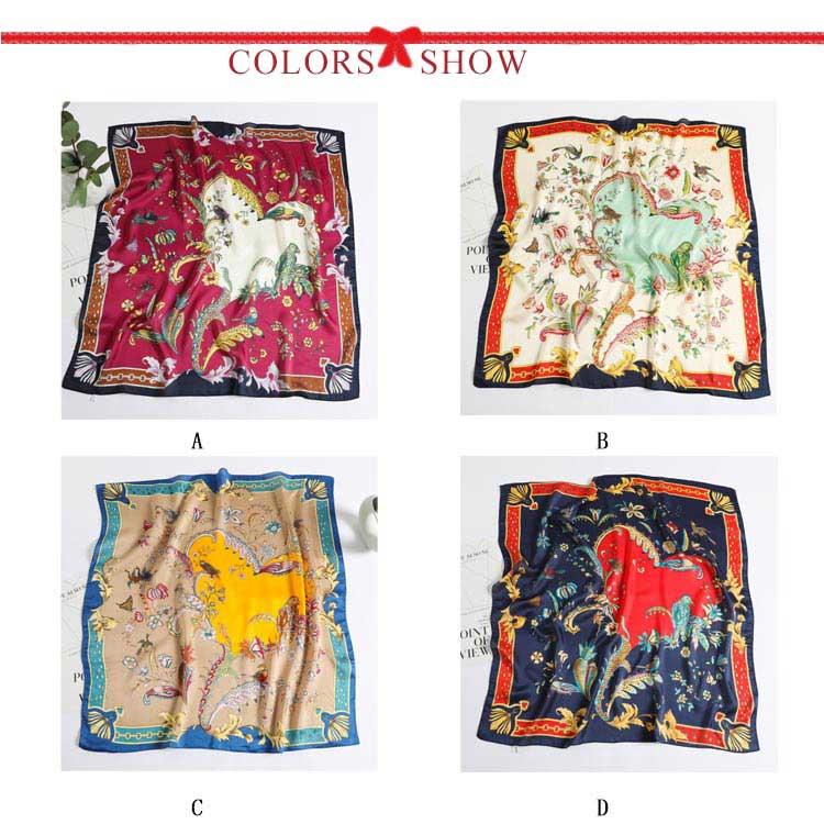 大判 正方形 スカーフ 90cm 総柄 花柄 柄 レディース ストール シルク